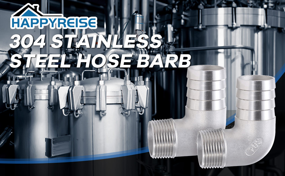 304 Stainless Steel 1-1/4" Hose Barb x 1" Male NPT 90 Degree Elbow for Air WaterFuel Home Brew ...