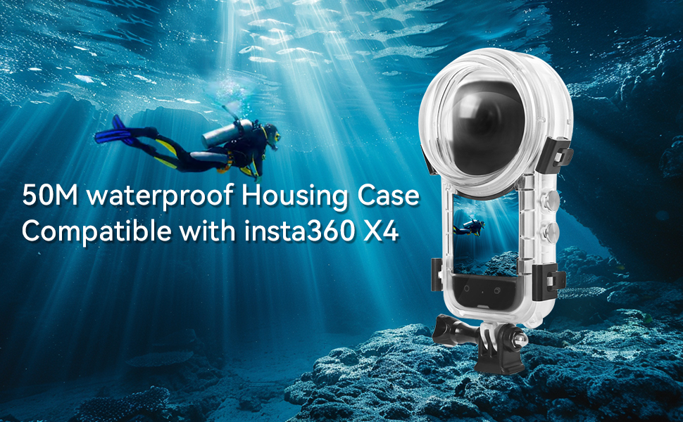 Amazon.com : Invisible Dive Case Compatible with Insta360 X4, 164ft Underwater Diving Waterproof ...