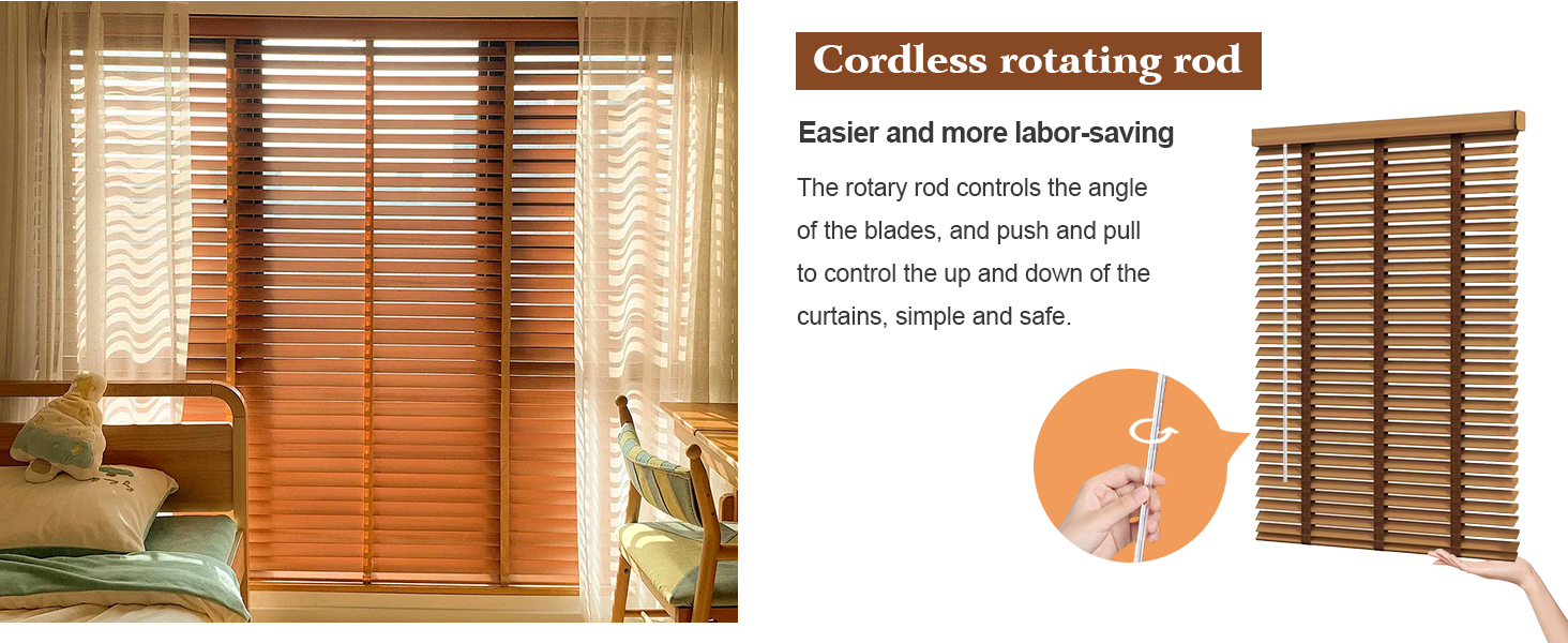 Amazon.com: EVOZEN Slats Wood Blinds 2 Inch Cordless, Custom Wood Blinds for Indoor Windows ...