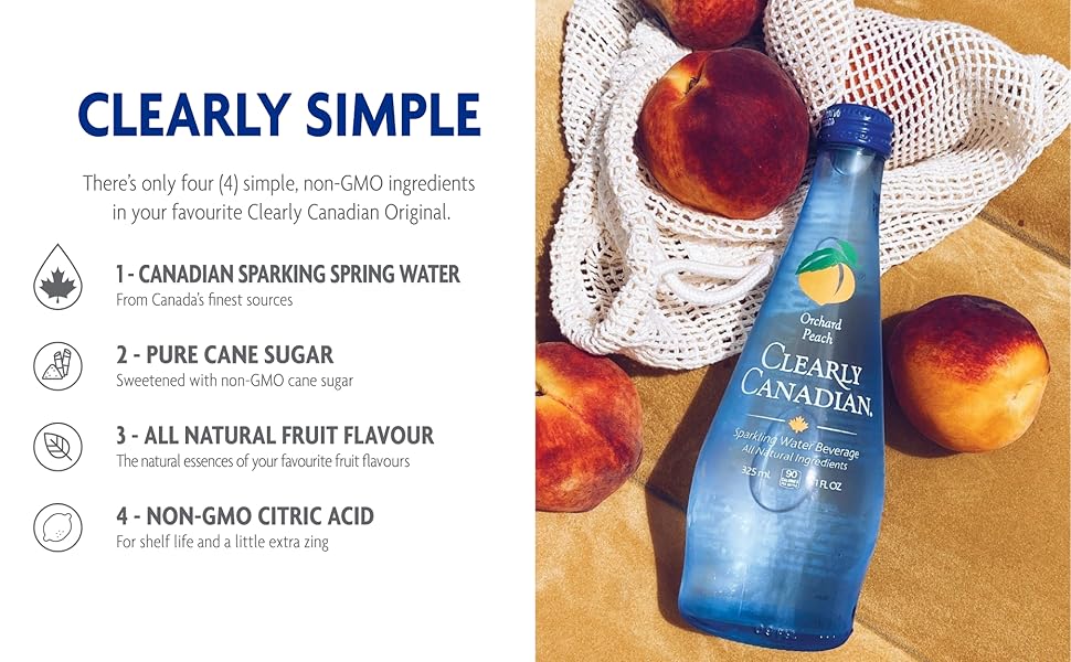 Amazon.com : Clearly Canadian Orchard Peach Sparkling Spring Water Beverage, Natural ...
