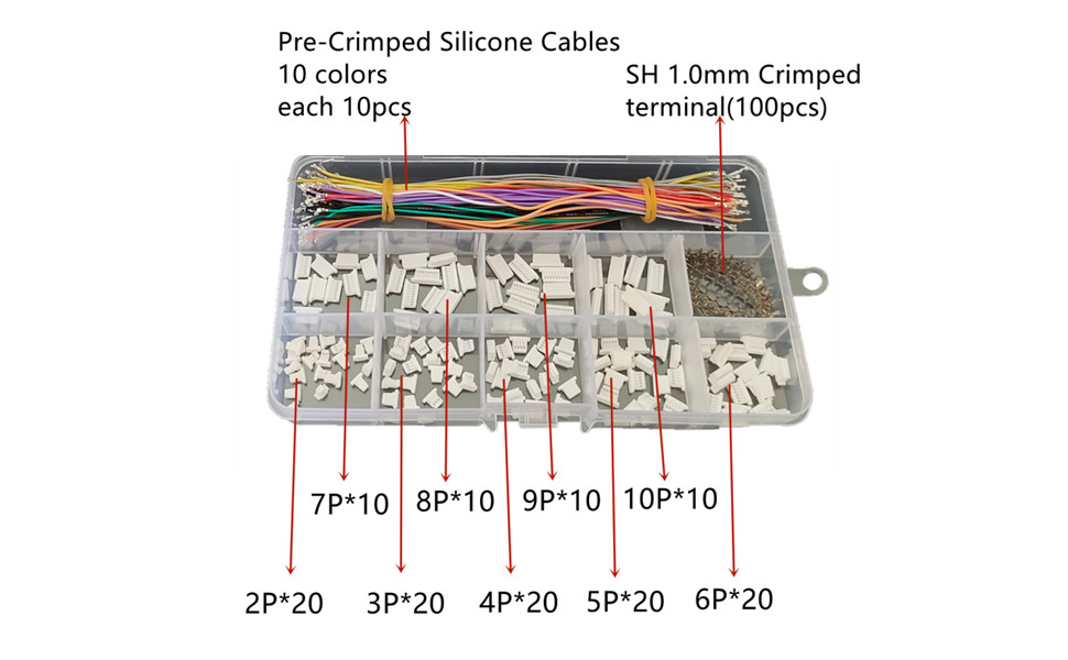 Amazon.com: JST SH1.0 Connector Kit and Pre-Crimped Silicone Cables Compatible Adapter for FPV ...