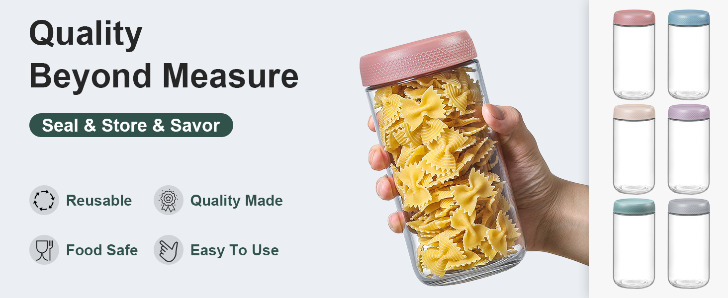 Amazon.com: NETANY 6-pack 24oz Glass jars with Airtight Lids, Overnight Oats Containers with ...