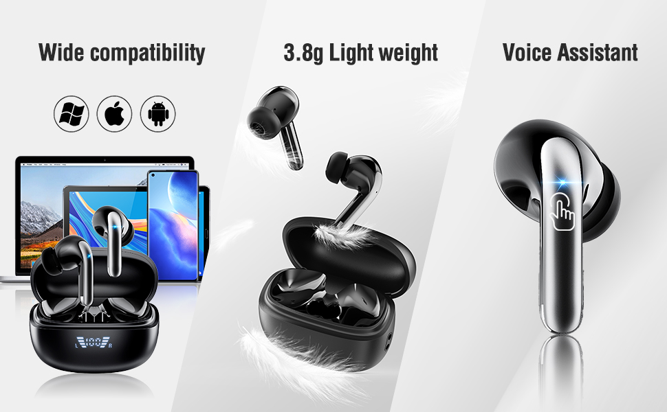 Amazon.com: Wireless Earbuds, Bluetooth 5.3 Headphones 40H Playtime ...