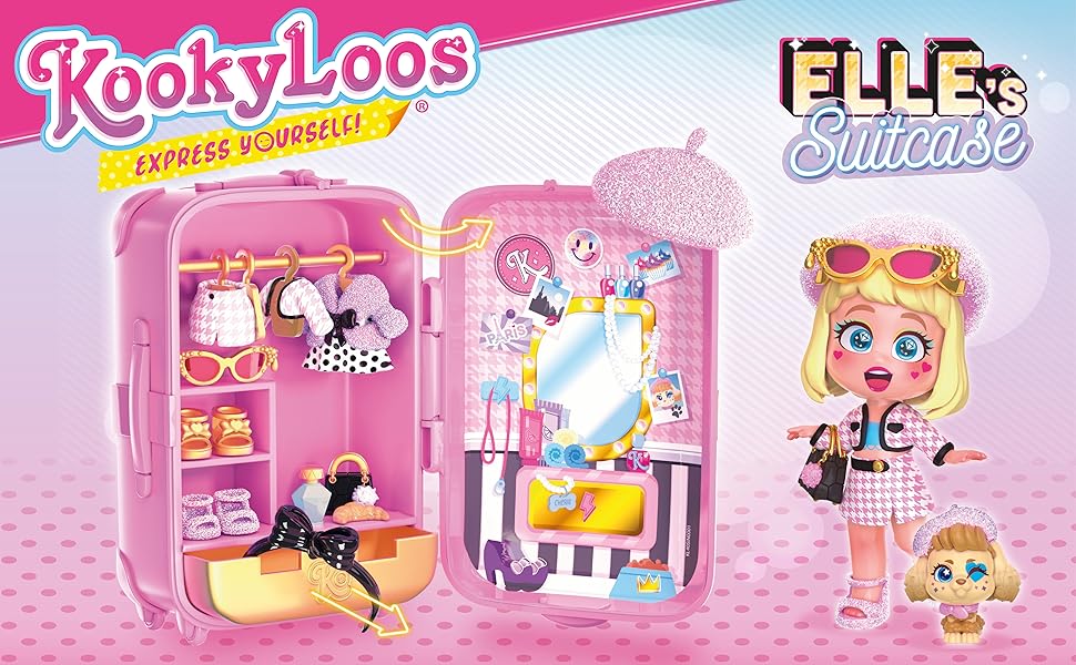 KOOKYLOOS Elle’s Suitcase – Doll’s suitcase with over 14 fashion accessories and exclusive doll ...