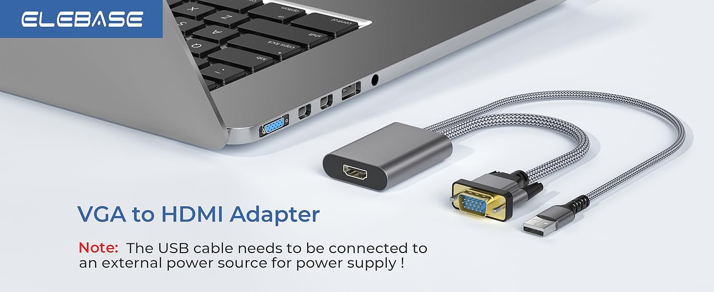 Elebase VGA to HDMI Adapter,1080P Source to HDMI Display Cable ...