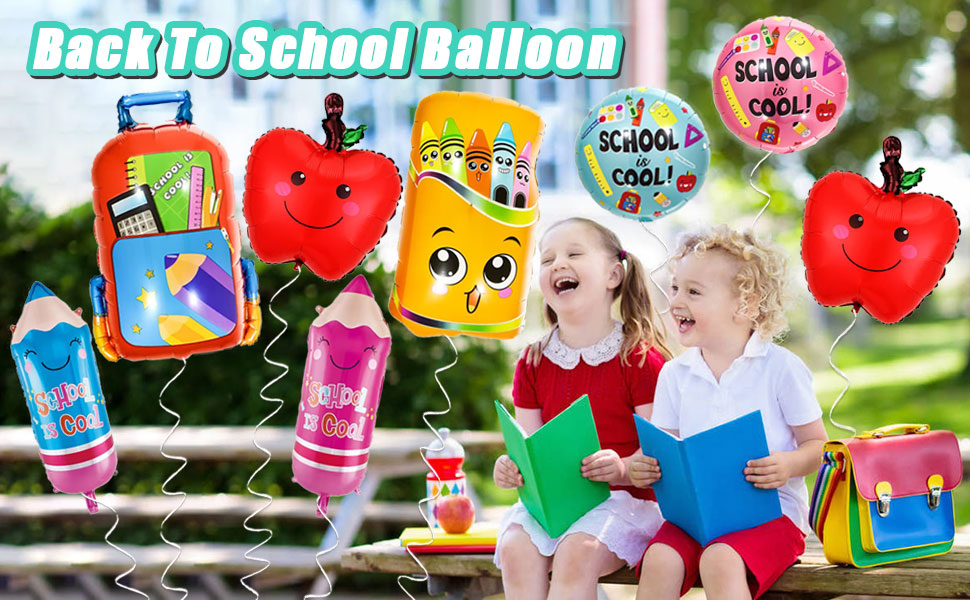 Amazon.com: Back to School Balloons, Pencil Apple Crayon Foil Balloons ...