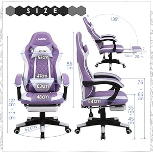 Amazon.co.jp: JKOOK ゲーミングチェア オットマン付き 多機能 連動ひじ掛け ゲーム用 デスクチェア 男女兼用 学習椅子 PUレザー JK08 (パープル) : ホーム＆キッチン