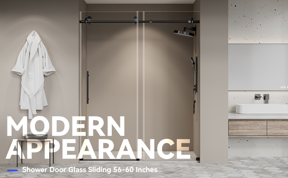 56"-60" W X 75" H Frameless Single Sliding Shower Door,Walk in Shower Door with 5/16"(8mm) Clear ...