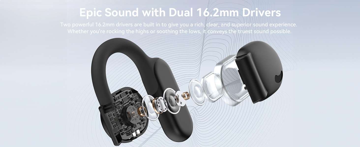 Amazon.com: AUBOR Sports Headphones Wireless Bluetooth 5.3 Open Ear ...