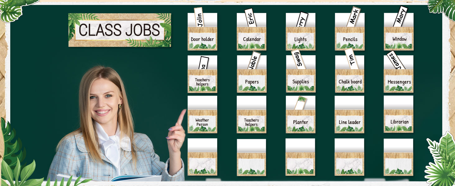 Amazon.com: 81 Piece Simply Boho Greenery Class Jobs Bulletin Board ...