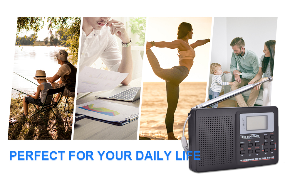 Portable AM FM Radio, FM / AM / SW / LW / TV Sound Full Frequency Receiver Receiving Radio ...