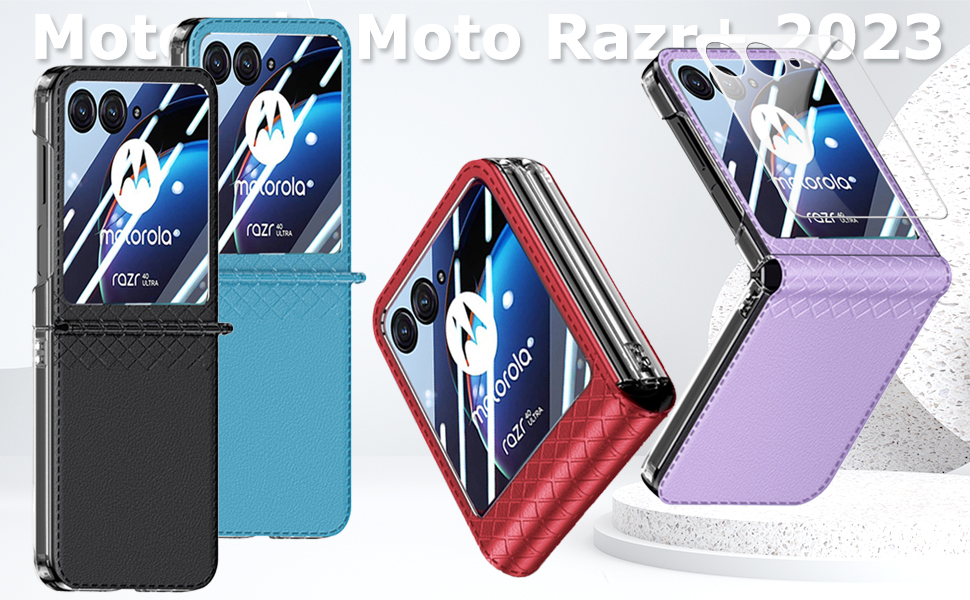 Amazon.com: YQODSZ for Motorola Moto Razr+ 2023 Leather Case with Screen Protector, [Hinge ...