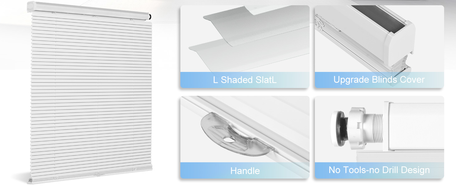Amazon.com: Sulugood No Drill No Tool Mini Blinds, Cordless 1 inch Venetian Blind, Aluminum ...