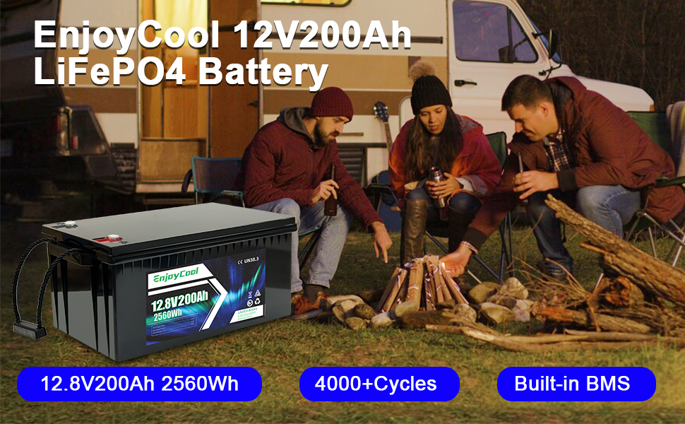 Amazon.com: EnjoyCool 12V 200Ah LiFePO4 Battery Built in 200A BMS, 4000+ Deep Cycle Battery ...
