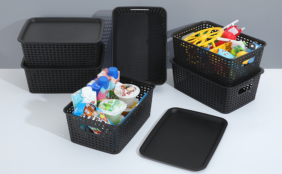 Amazon.com - AREYZIN Storage Bins Plastic Storage Baskets With Lid ...