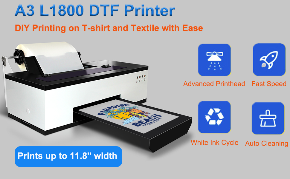 SHENGJINSH Máquina de Impresora DTF A3 L1800 DTF con tintas y alimentador de Rollo, máquina de ...