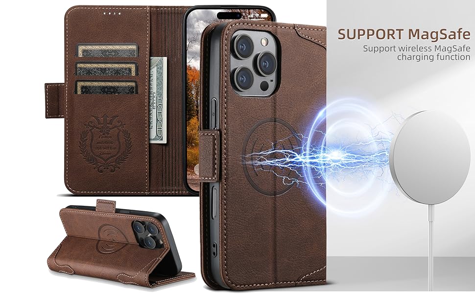 Amazon.com: SINIANL for iPhone 16 Pro Max Wallet Case Compatible with MagSafe Wireless Charging ...