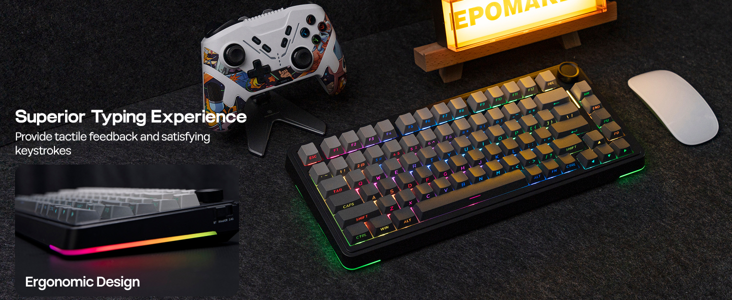 EPOMAKER EA75 75% Wireless Mechanical Keyboard, 2.4GHz/USB/BT5.0 Gaming Keyboard,Creamy Gasket ...