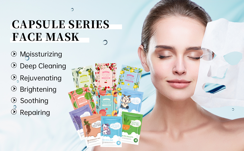 Amazon.com : 20 Sheets Face Masks Skincare, Hydrating Facial Masks for Women Skin Care, Collagen ...