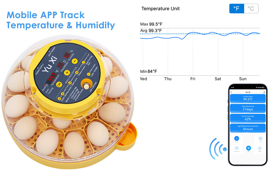 Eggs Incubator for Hatching Eggs, 16 Eggs Support Automatic Egg Turner, App Track Temperature ...