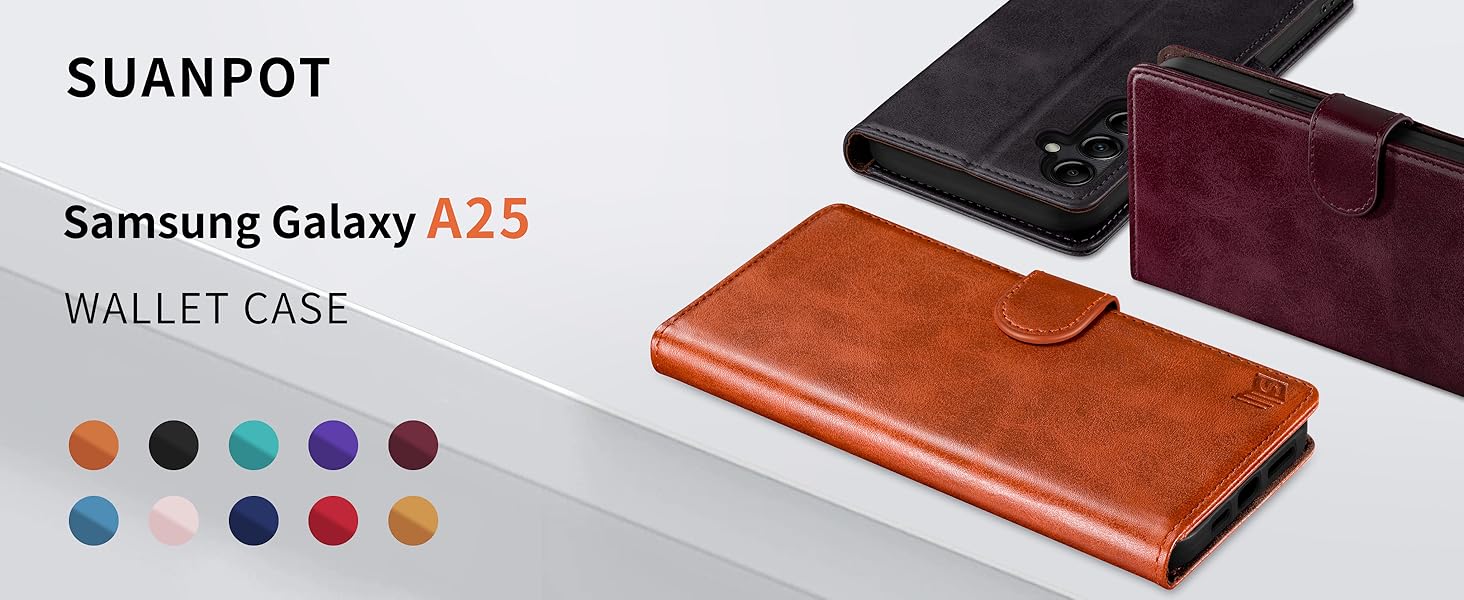 Amazon.com: SUANPOT for Samsung Galaxy A25 5G Wallet case with RFID Blocking Credit Card Holder ...