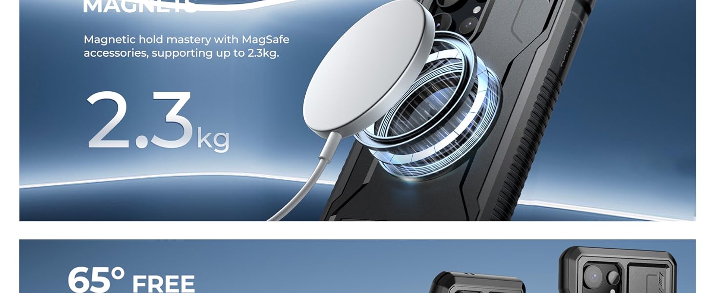 Dexnor Magnetic Case for Samsung Galaxy S24 Ultra Case with Adjustable Kickstand & 2 Front ...