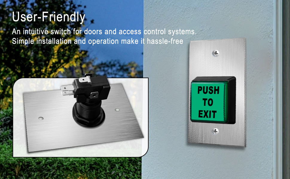 Push to Exit Button, Indoor Green Square Request to Exit Button with ...