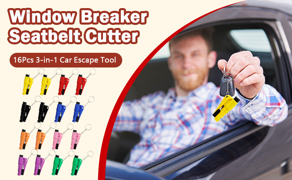 Amazon.com: CARFIB Car Window Breaker Tool Keychain Seatbelt Cutter Emergency Escape Tools with ...