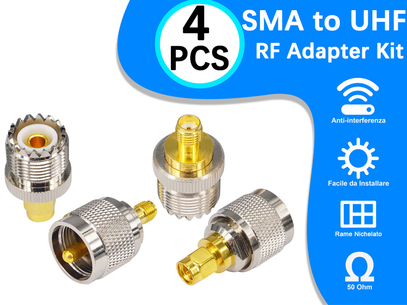 YILIANDUO 4 Pièces Adaptateur Antenne Radio Ham SMA à UHF Kit Adaptateur Antenne SMA Mâle ...