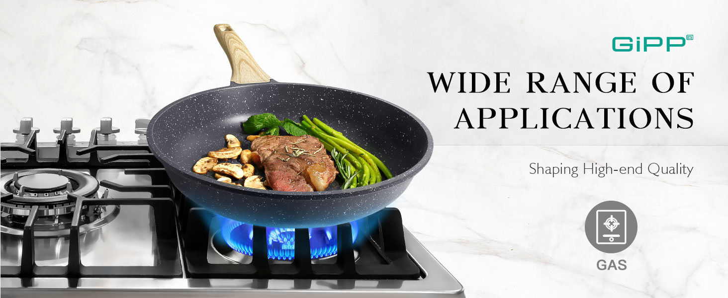 Amazon.com: GiPP Non Stick Frying Pan Set - 8" 9.5" 11" Granite Nonstick Skillets, Non Toxic ...