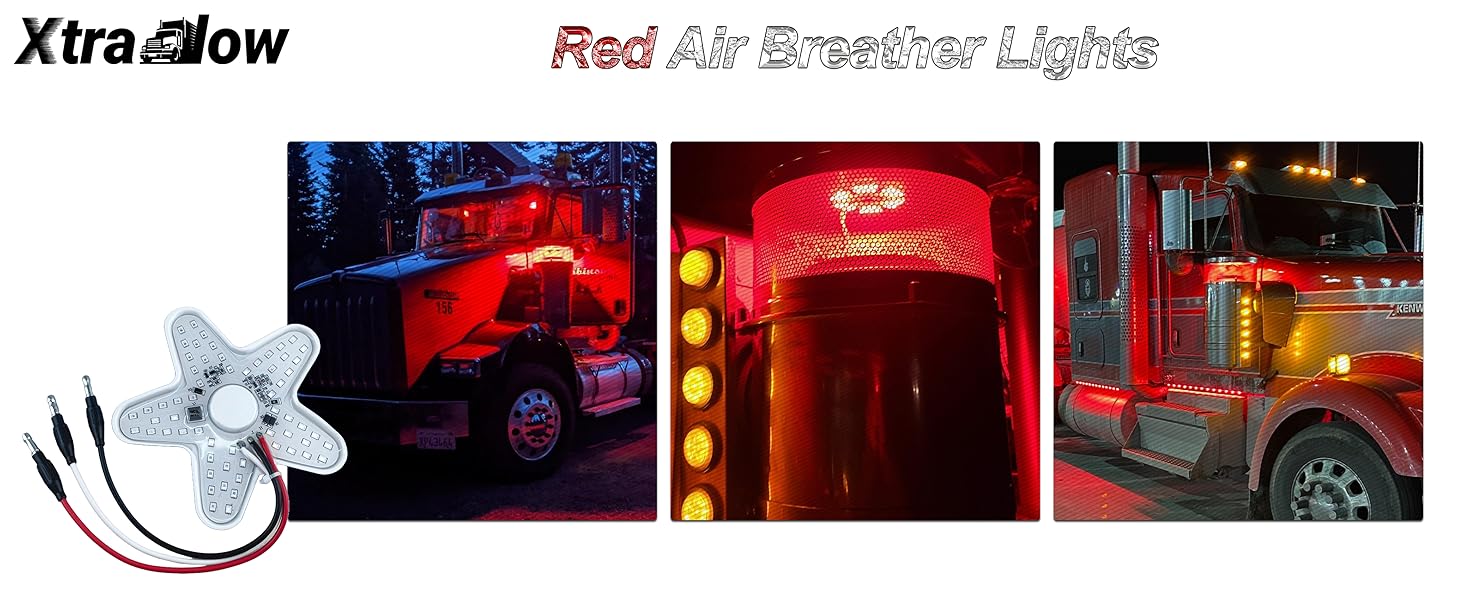 XtraGlow Peterbilt Air Breather Lights A10 Ultra-Thin Hex Style Dual Function Air Breather Lamp ...