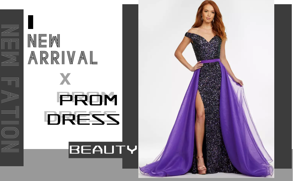 Amazon.com: Off Shoulder Sequin Prom Dresses Long Glitter Tulle Formal Ball Gown with Slit ...