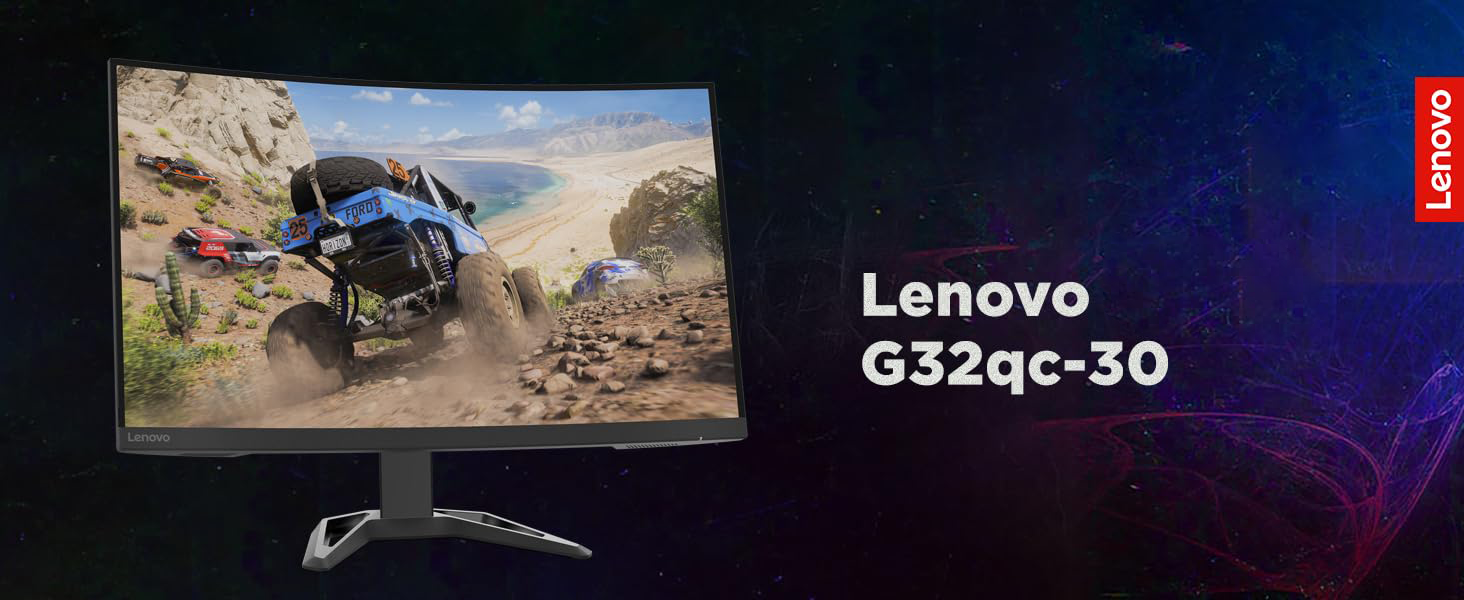 Lenovo G32qc-30 32 Inch Gaming Monitor | WQHD, 1440p, 165Hz, 0.5ms, HDMI, DP | AMD Freesync | PS ...