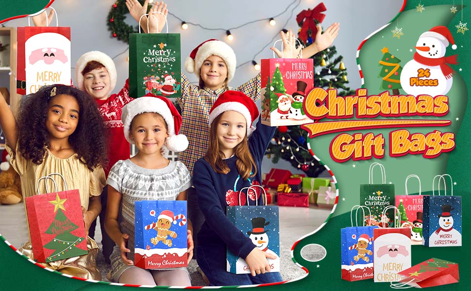 Amazon.com: 24 Pcs Christmas Goodie Bags Christmas Gift Treat Bag Bulk ...