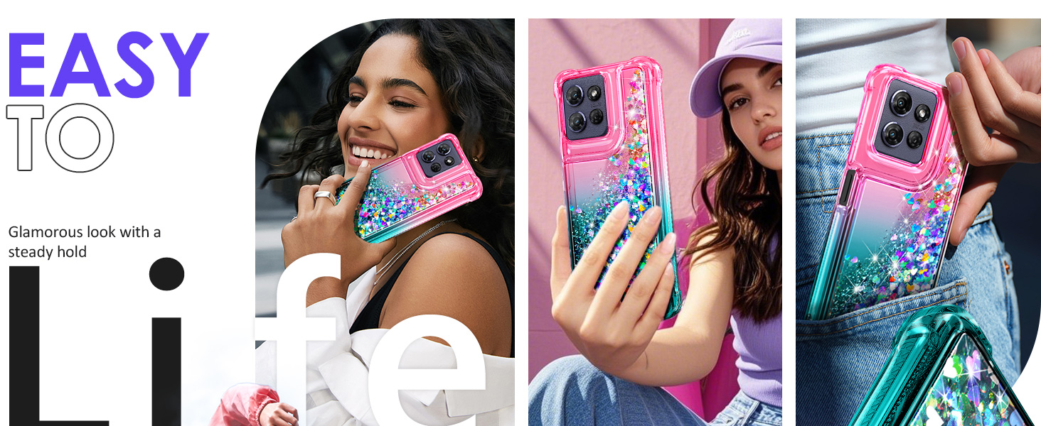 Amazon.com: WDHD Compatible with Samsung Galaxy A16-5G Phone Case Pink/Aqua | Bling Sparkly ...