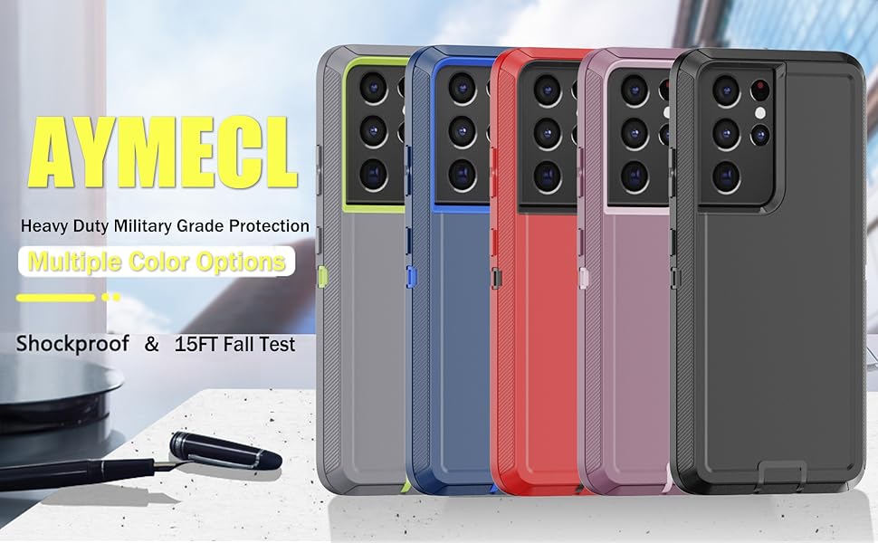 AYMECL for S21 Ultra Case,Galaxy S21 Ultra 5G Case [Military Grade] 3 in 1 Heavy Duty Full Body ...