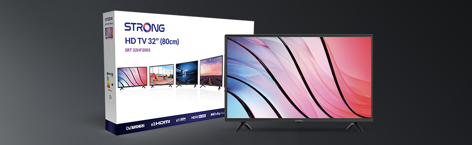 STRONG - Télévision HD 32" (80 cm) SRT32HF2003 - Triple Tuner Intégré - 2 Ports HDMI (1 Arc) + 1 ...