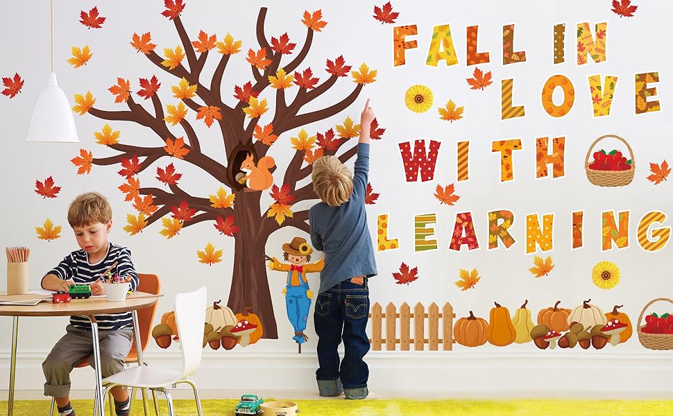 Amazon.com: B1ykin 340Pcs Season Tree Classroom Bulletin Board ...
