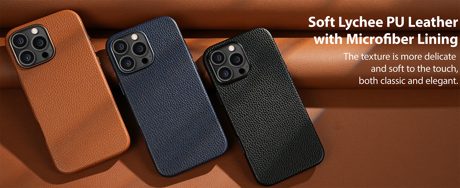 Amazon.com: LOHASIC for iPhone 16 Pro Max Leather Case, Elegant Soft Lychee Leather Compatible ...