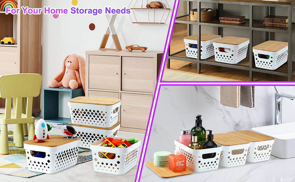 Amazon.com - NEATJELAI Storage Bins With Lids-Plastic Storage ...