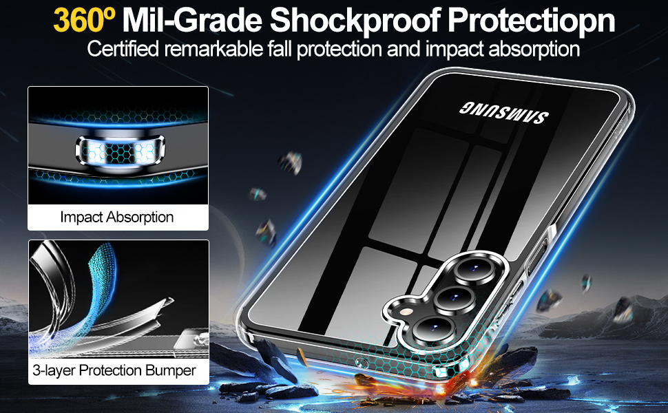 Amazon.com: Designed for Samsung Galaxy A16 Case Clear,[Anti-Yellowing][Non-Slip] Shockproof ...