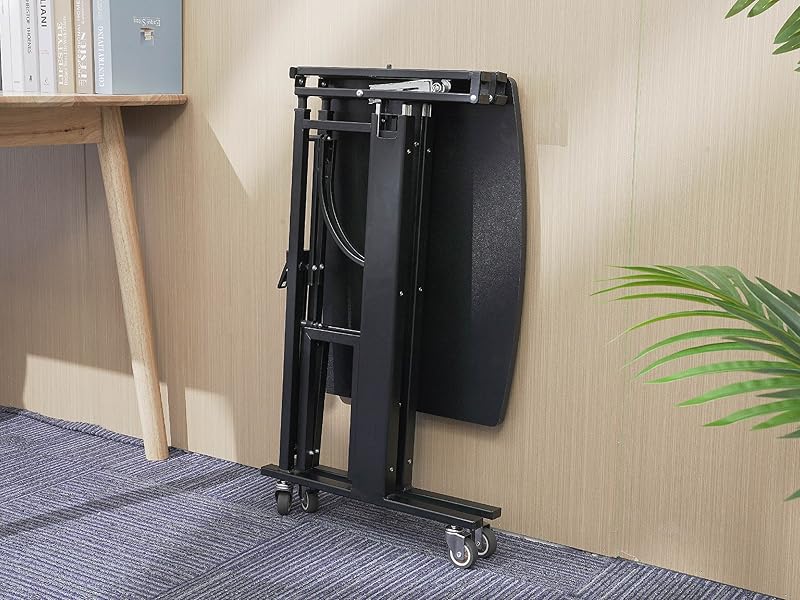 Amazon | E-WIN 折りたたみ スタンディングデスク 小さめ 高さ調節 角度調節 キャスター 固定脚 幅58cm×奥行43cm 黒 コンパクト 昇降テーブル 昇降式 手動 在宅 ...
