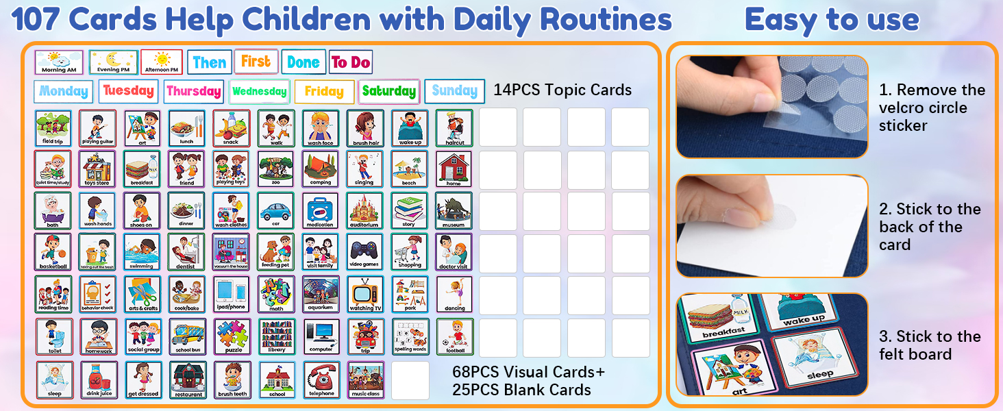 Visual Schedule for Kids with Autism, 107 Cards Double-Sided Toddler ...