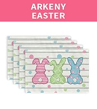 Amazon.com: ARKENY Easter Placemats 12x18 Inches Set of 4, Bunny Rabbit ...