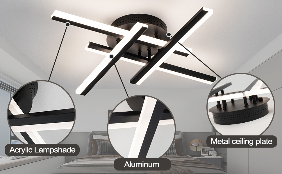 CANEOE Modern Led Ceiling Light, 4-Lights Dimmable Led Ceiling Light ...