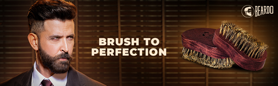 Beardo 100% Boar Bristle Beard Brush | Wooden Beard Grooming Brush for Men | Detangles & Styles ...