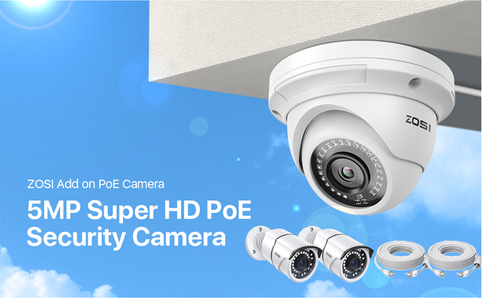 Amazon.com : ZOSI 3PK 5MP Add-on PoE IP Camera Outdoor Indoor Home H.265+ Video Surveillance ...