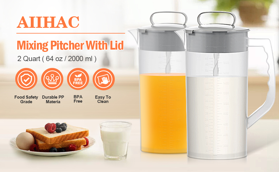 Amazon.com: Breast milk pitcher, 64oz/ 2000ml Mixing pitcher with lid, Mixing baby formula ...