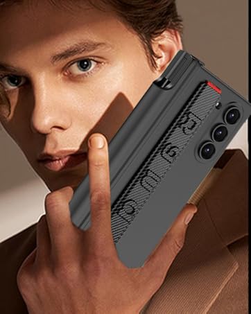 Amazon.com: NINKI Compatible Samsung Galaxy Z Fold 5 Case with S Pen (Red) & Strap Carbon Fiber ...