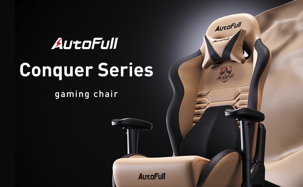 AutoFull Gaming Chair with 3D Bionic Lumbar Support, Racing Style PU Leather Ergonomic Office ...